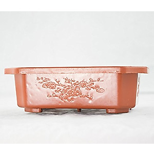 4 Rectangular Plastic Bonsai/Succulent Pots 6.25"x 4.5"x 2" - Dark Orange