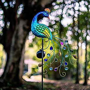 VEWOGARDEN Garden Solar Outdoor Lights, Metal Peacock Solar Garden Lights Stakes - Waterproof Landscape Path Lights for Patio Lawn Yard Decorations (38"*14"*2.5")