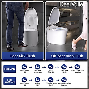 DeerValley Smart Toilet with Bidet Built In, Tankless Toilet with Auto Open & Close, Auto Flush, Heated Seat, Warm Water Sprayer & Dryer, Deodorization, and Remote Control, DV-1S0160-V3