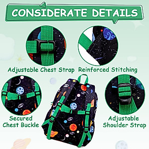 VASCHY Backpack for Boys, Kids Water Resistant Lightweight Backpack for Toddlers Daycare Preschool Space Green