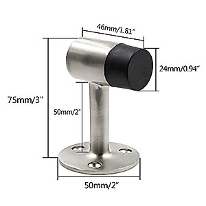 PHITUODA 3 Inch / 75mm Heavy Duty Floor Stop, Door Stopper Stainless Steel Brushed Nickel - Pack of 2