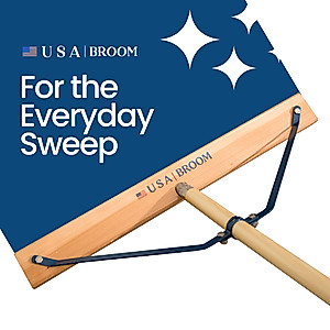 USA Broom 24" Heavy Duty Indoor/Outdoor Push Broom with 60" Handle. Ideal for Garages & Shops. Durable American Made Steel Brackets-All Stainless Steel Hardware. No Plastic. 100% Made in The USA.