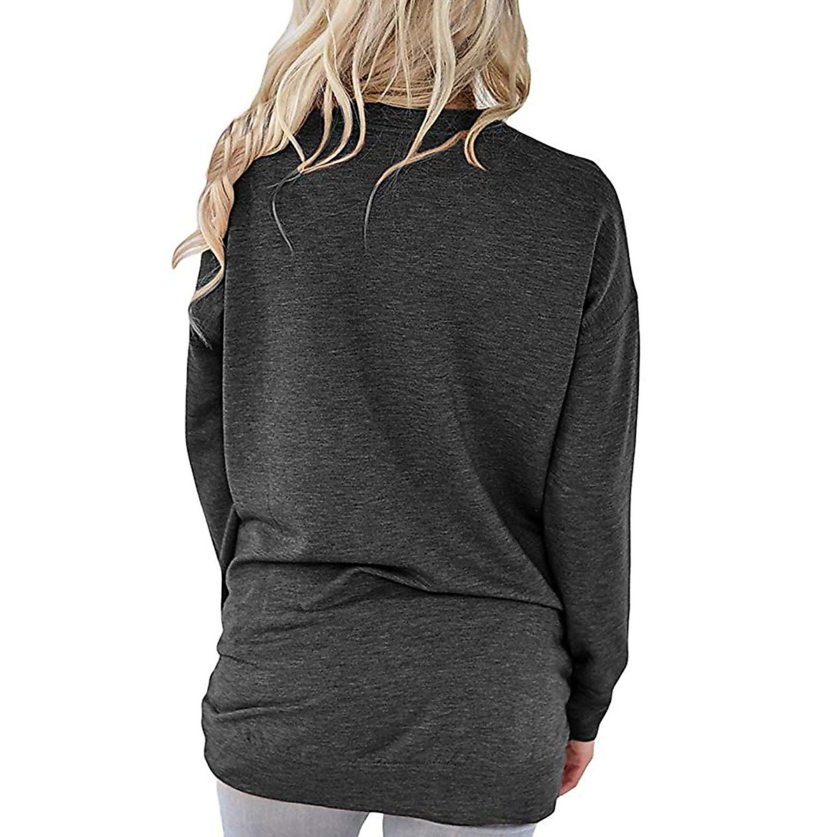 ZILIN Womens Tops Fall Long Sleeve Shirts Loose Fit Tunic Tops Sweatshirt with Pockets Grey XXL