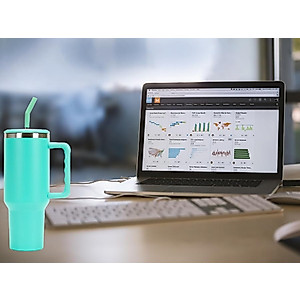 2023new 40oz mug with handle and straw lid|reusable stainless steel insulated water bottle travel mug|modern insulated water bottle cup holder, office gift (blue)