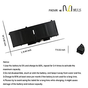 MULS FK0VR 58Wh Laptop Battery Replacement for Dell Latitude 5330 7330 7430 7530 5330 2-in-1 7330 2-in-1 7430 2-in-1 FK0VR FKOVR 8H6WD 293F1 01VX5 404T8 51R71 8P81K 3625mAh 4-Cells