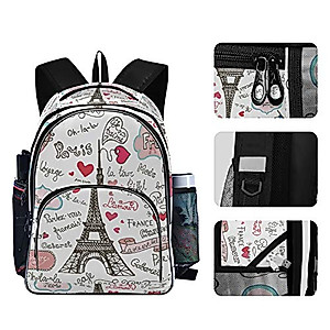 ALAZA Paris Badges French Eiffel Tower Love Laptop Outdoor Backpack for Women Men,Fits Under 15.6 Inch Laptop