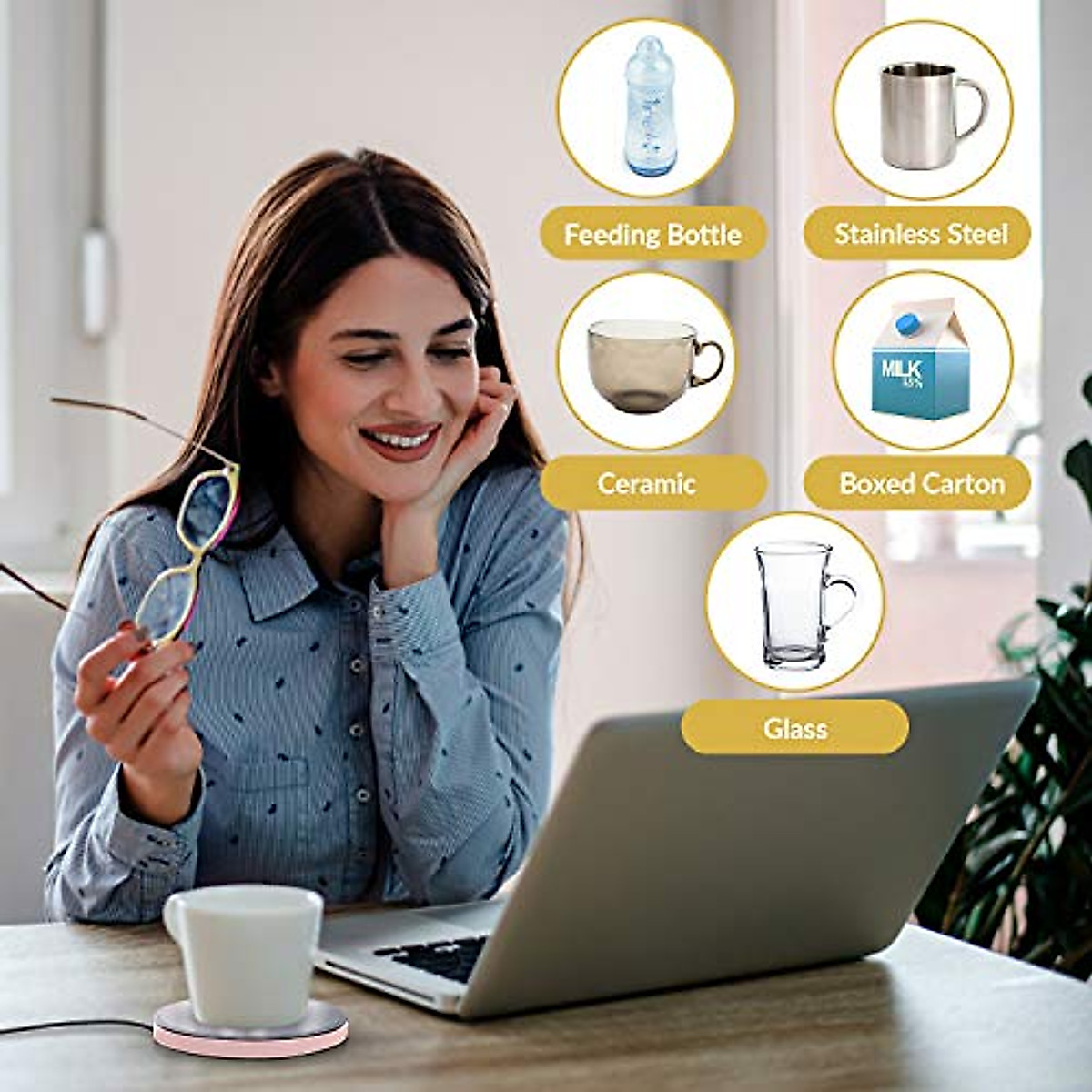 DiviniTi Coffee Mug Warmer for Desk - Electric Cup Warmer for Desk - 2-Setting Coffee Cup Warmer for Coffee - Safe, Easy-to-Use Mug Warmer Coffee Warmer for Desk Heated Coffee Mug (NO Mug Included)