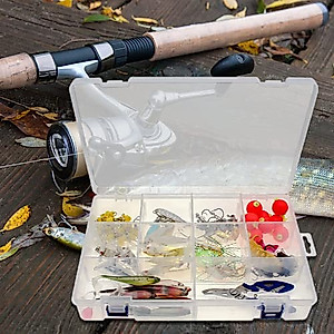 Gefischtter 2pcs Fishing Tackle Box,Tackle Boxes Organizer with Removable Dividers Clear Transparent Storage Trays for Fishing Lures,Baits,Hooks
