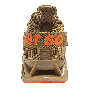 COKAFIL Mens Walking Shoes Running Athletic Fashion Tennis Blade Sneakers,Gold, 10