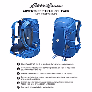 Eddie Bauer Adventurer Trail 30L Backpack with Interior Hydration Bladder Sleeve