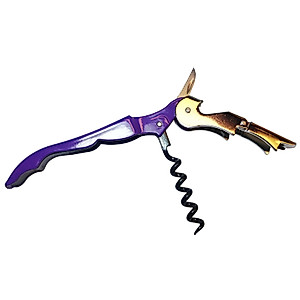 Purple Corkscrew Doubled Hinged Waiters Wine Key Bottle Opener with Foil Cutter