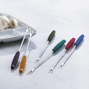Trudeau Meat Forks with Silicone Handles Fondue Set, Standard, Multicolored