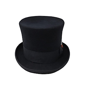 Differenttouch 100% Wool Felt Top Hats Victorian Style Made Hatter 6" Tall Gentlemen Magic Hats (XL) Black