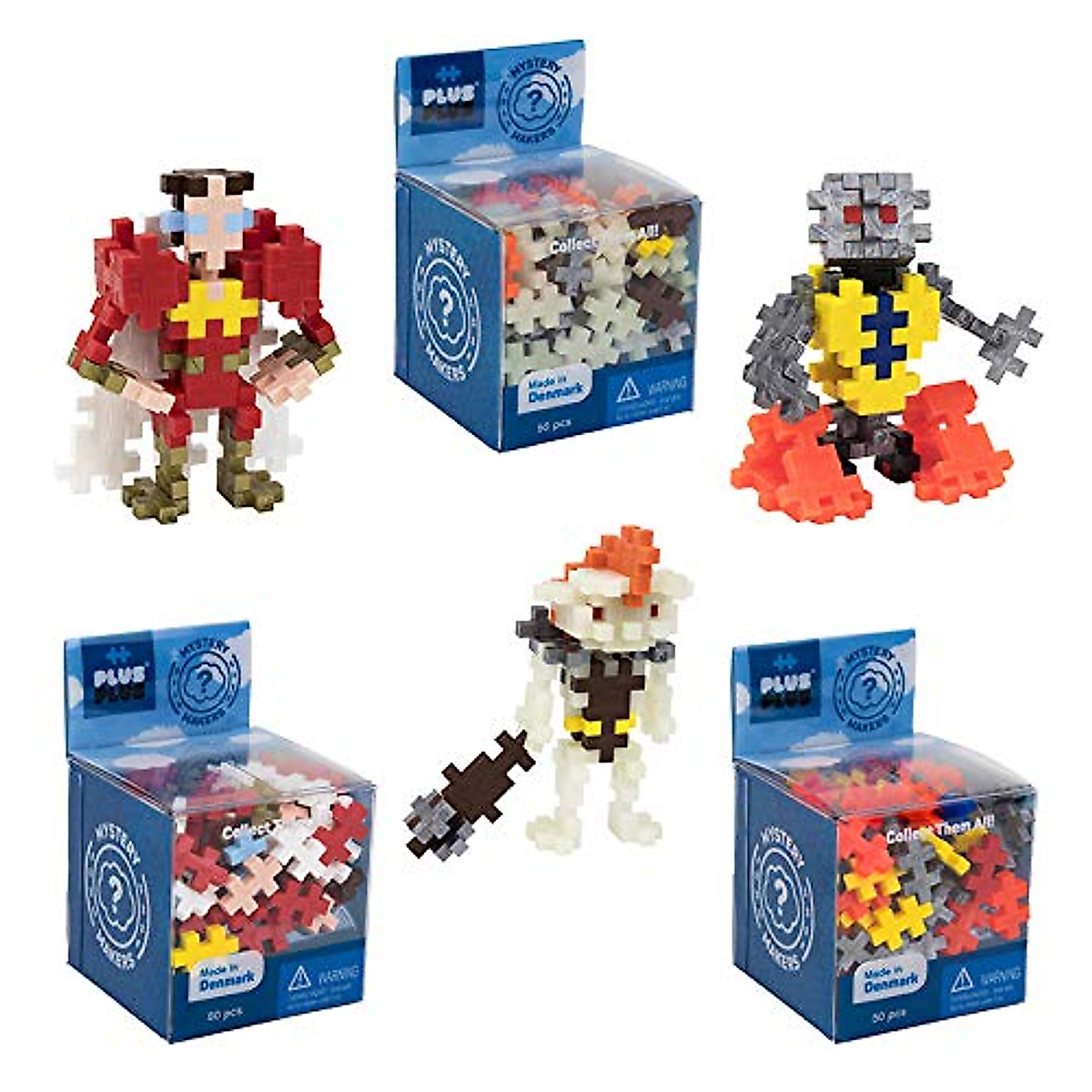 PLUS PLUS Set of 9 Mystery Makers, Stem Building Toy, Party Favor Gifts, Interlocking Mini 3D Puzzle Blocks for Kids - Robots