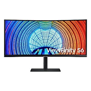 SAMSUNG 34 inch S65UA Ultra WQHD (3440x1440) Curved Monitor, 100Hz, HDR10, HDMI, DP, LAN, 90W USB-C Charging, Tilt/Swivel/Pivot Stand (LS34A650UXNXGO)