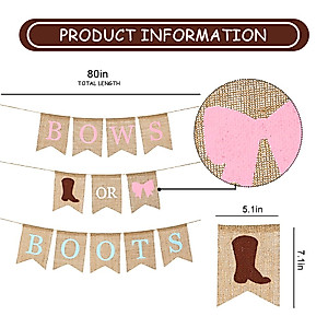 boot or bow banner, boy or girl burlap banner, baby shower burlap shower decorations, baby gender reveal party