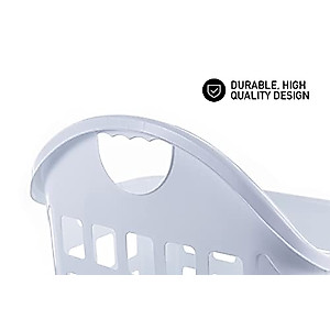United Solutions Rolling Hamper with Built-In Handle, Two Bushel Capacity Holds 3 Loads of Laundry, Smooth-Gliding Thermo-Rubber Wheels, White, Ventilated Design