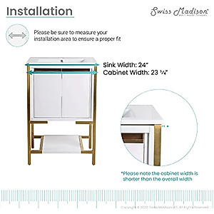 Swiss Madison - well made forever Marseille 24" Bathroom White and Brushed Gold Bath Vanity