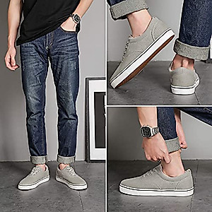 yageyan Men’s Low Top Canvas Walking Shoes Lace-up Fashion Sneakers Casual（GRA11） Grey