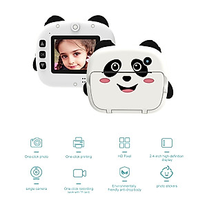 ADBEN Portable Children Instant Thermal Print Camera 2.4 Inch Screen 1080P Digital Camera Photo Selfie 1080P FHD Video Thermal Inkless Printing 3 Rolls White Print Paper Learning Toy Birthday Gift for