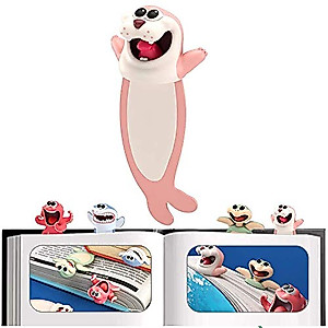 Wacky Bookmark Palz-3d Stereo Kawaii Cartoon Bookmark, 3D Animal Wacky Bookmarks, Christmas Birthday Party Favors Gift for Kids Students（Seal） …
