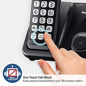 Panasonic Cordless Phone System, Expandable Home Phone with Call Blocking, Bilingual Caller ID and High-Contrast Display, 3 Handset - KX-TGD613B (Black)