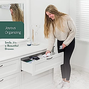 Adjustable Drawer Dividers, [4 Pack] Adjusting Length from 11 Inch - 17 Inch. Tall Drawer Organizers for Clothes, Locks in Place, Use for Bedrooms, Bathroom, Kitchen & Office Organization and Storage.