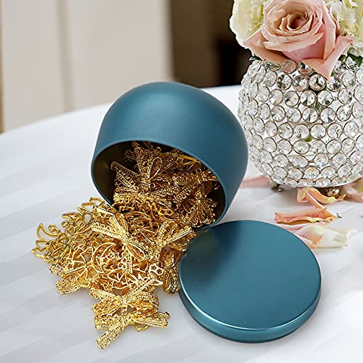 LAJDL Candle Tin 24 Piece, 8 oz, Metal Round Candle Containers with Lid, Candle Jars for DIY Candle Making,Arts & Crafts, Storage Candle Making Party Supplies(Blue),AM-C-08-1