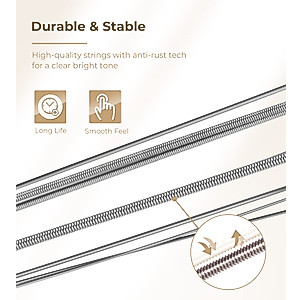 Vangoa Banjo Strings, Vacuum-sealed Packaging Duable Banjo Strings 5 String Set, 70/30 Bronze Stainless Steel, Medium 9-26