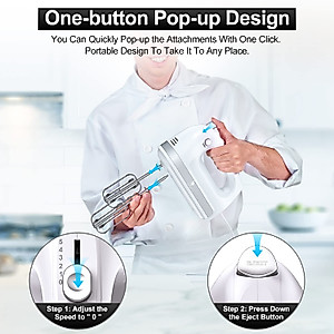 LILPARTNER Hand Mixer Electric, 400W Food Mixer 5 Speed Handheld Mixer, 5 Stainless Steel Accessories, Storage Box, Kitchen Mixer with Cord for Cream, Cookies, Dishwasher Safe