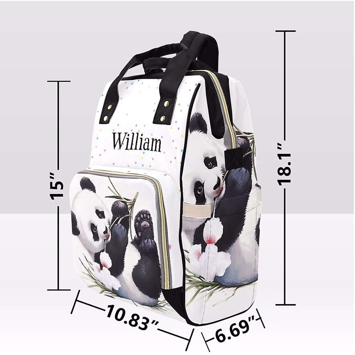 Personalized Panda Diaper Bag Backpack with Name Custom Mommy Nursing Baby Bags Nappy Bag Travel Daypack for Woman Gifts