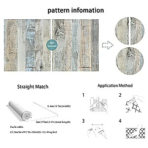 Wood Contact Paper Wood Shiplap Wallpaper Peel and Stick Wood Wallpaper Wood Grain Contact Paper for Cabinets Self-Adhesive Removable Wallpaper Wood Plank Wallpaper Rustic Wood Panel 15.7“ × 197“