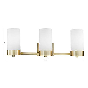 Globe Electric 51616 Marcie 3-Light Vanity Light, Matte Brass, Frosted Glass Shades