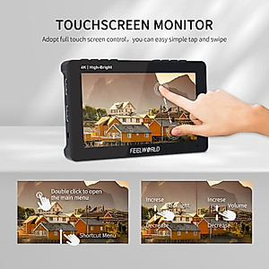 FEELWORLD 5.5 Inch 1600Nit Camera Field Monitor Ultra Bright 4K HDMI Video Monitor Touch Screen DSLR Monitor F970 External Install F5PROX