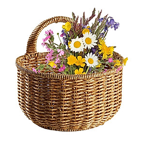 Woven Storage Basket Wicker Wall Mounted Hangings Basket Storage Small Basket with Home Decoration for Plants, Toys, Towels Shakven
