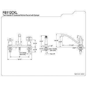Kingston Brass FB112ZX Millennium 8" Centerset Kitchen Faucet, Polished Chrome