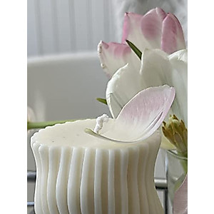 Twigs & Birch Curvy Pillar Candle (1 Ivory Artisan Hand Made) | 100% Natural Unscented Soy Beeswax Candles for Gift | Smokeless Non-Toxic Air-Purifying | Canadian Made, Slow Burning 4x3