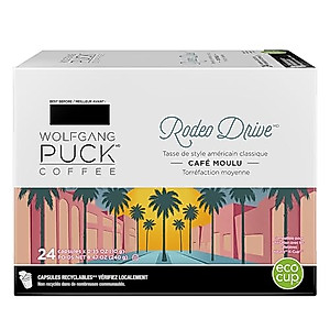 Wolfgang Puck Coffee Single Serve Capsules, Medium Roast, Compatible with Keurig K-Cup Brewers, Rodeo Drive, 24 Count (Pack of 1)