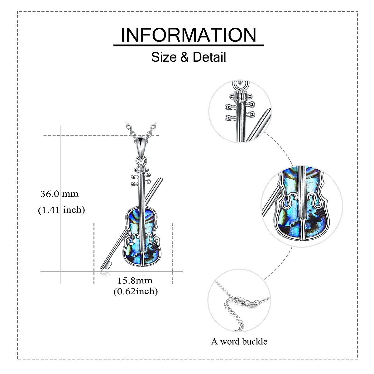 YAFEINI Violin Necklace 925 Sterling Silver Violin and Violin Bow Pendant Jewelry Music Gifts for Women Violinist