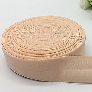 WEKIVA Silk Ribbon for Crafts,5 Yards 25mm Elastic Band Multicolor Fold Over Spandex Elastic Ribbon for Sewing Lace Trim Waist Band Garment Accessory (Color : Light Pink)