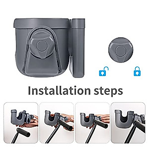 Suranew Universal Cup Holder with Phone Mount, Drink Holder for Stroller, Walker, Bike, Wheelchair,Scooter, Fits to Part of The pram of Uppababy, Nuna, Bugaboo, Doona