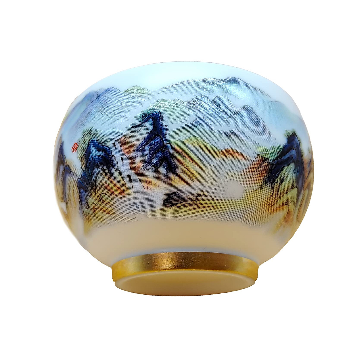 WSCGLCF Ceramic teacup, small white porcelain teacups, kung fu teacups, Chinese landscape design, beautifully handcrafted. Gift boxed, 3oz.