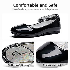 Parrosoo Girls Black Dress Shoes Flower Girl Shoes Little Girls Dress Shoes Kids Princess Toddler Girls Flats Wedding Party Birthday (8302Black 9)