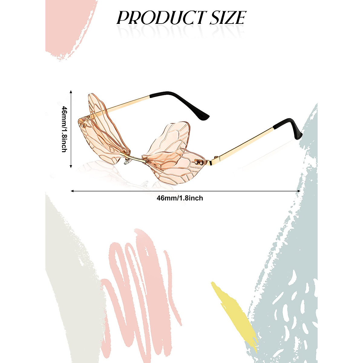 7 Pieces Dragonfly Sunglasses Fairy Glasses Butterfly Glasses Rimless Sunglasses for Women Men