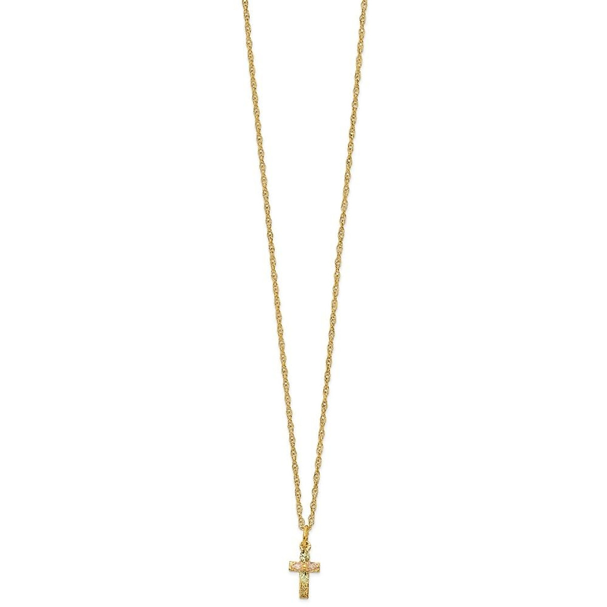 Diamond2Deal 10k Tri-Color Black Hills Gold Cross Necklace