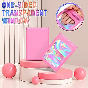 FITIMOR Smell Proof Bag, 100 PCS Mylar Bags, Holographic Bags with Sealing Strip, Resealable Bags for Small Business, Candy, Gift, Packaging Bags for Earring, Nails, Lash, Jewelry (2.4x3.9 Inch)