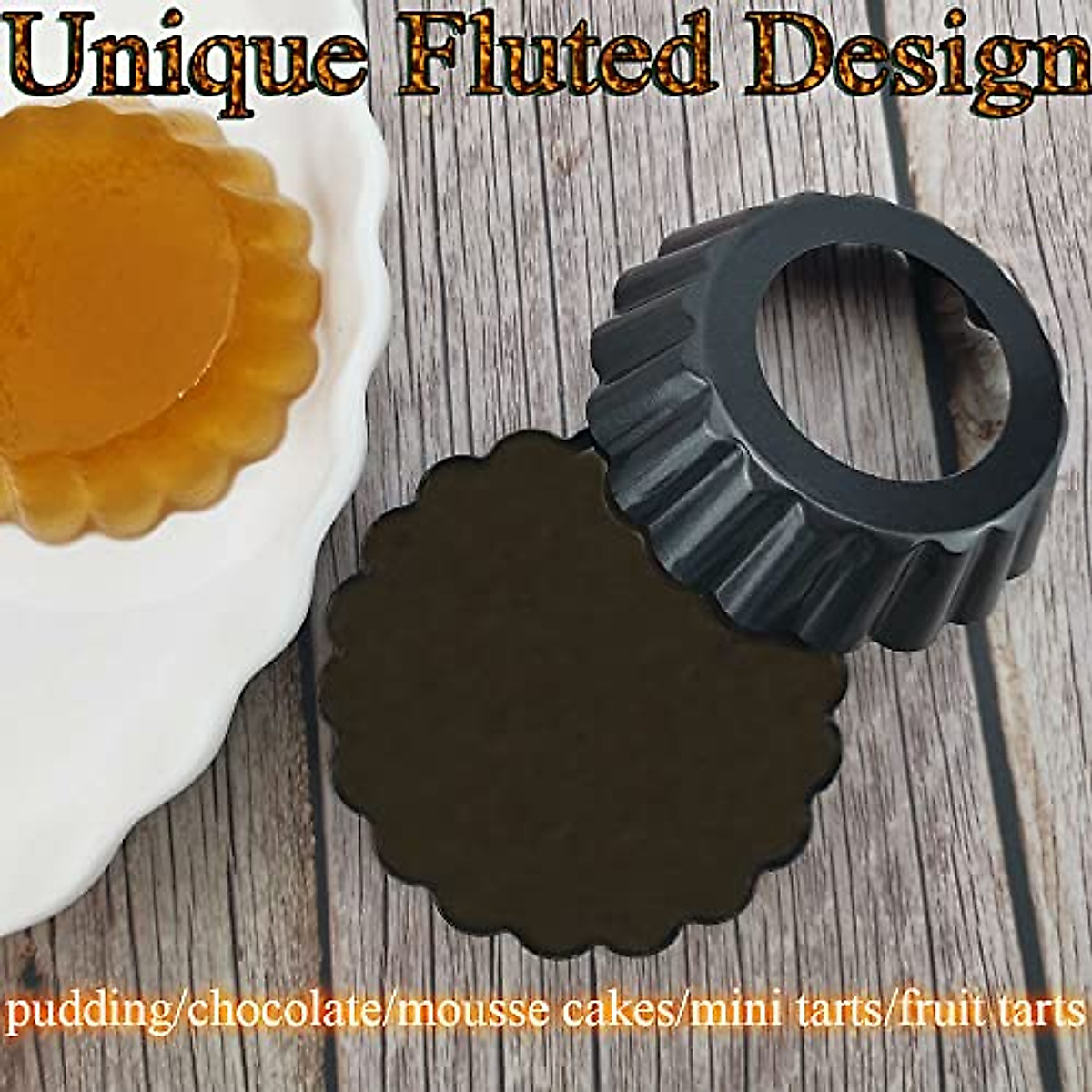 24Packs Egg Tart Molds Mini Tart Pans 3 Inch with Removable Botttom, Carbon Steel Fluted Muffin Cupcake Tin Mold Pan Round Nonstick 3'' Tart Pans for Pies, Quiches, Mousse Cakes, Dessert Baking