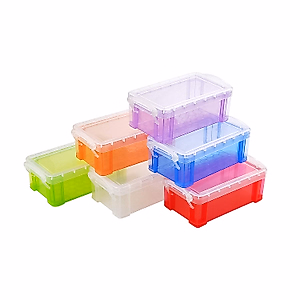 6 Pack Plastic Crayon Storage Boxes Organizer Colorful Storage Containers Box Fishing Sewing Tool Pen Pencil Storage Container Box Case for Craft Office Supplies, Makeup Items