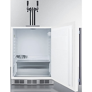 Summit Appliance SBC58WHBIADA 24" Wide Built-in Undercounter ADA Height Commercially Listed Dual Tap Beer Dispenser in White with Stainless Steel Handle, Automatic Defrost, Adjustable Thermostat