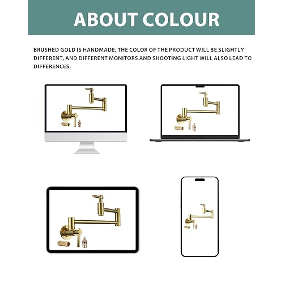 iVIGA Wall Mount Pot Filler, Gold Brass Pot Filler Faucet with 2 Handles, Single Hole Stretchable Faucet with Double Joint Swing Arm Pot Filler Above Stove